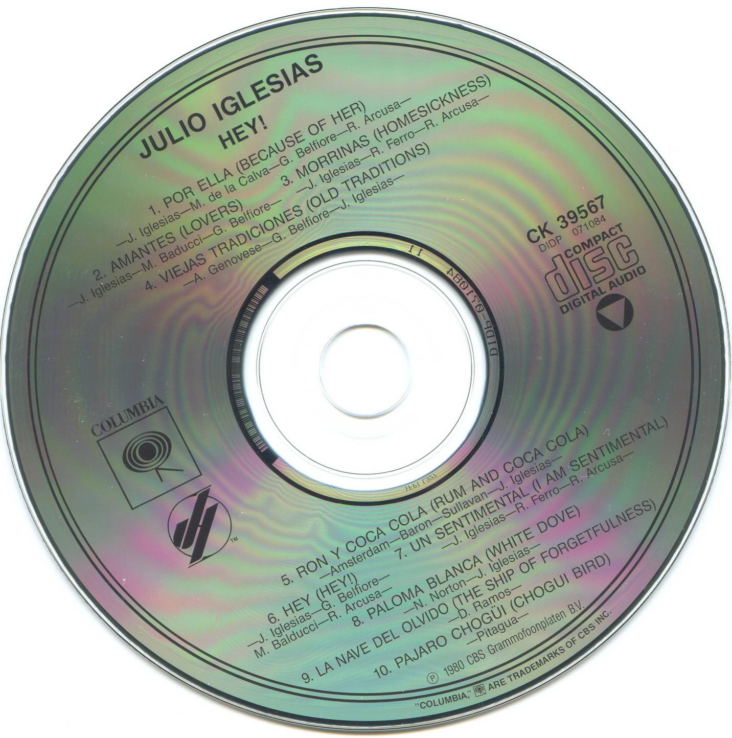Julio Iglesias Hey! : CD US | CD Covers | Cover Century | Over 1.000. ...